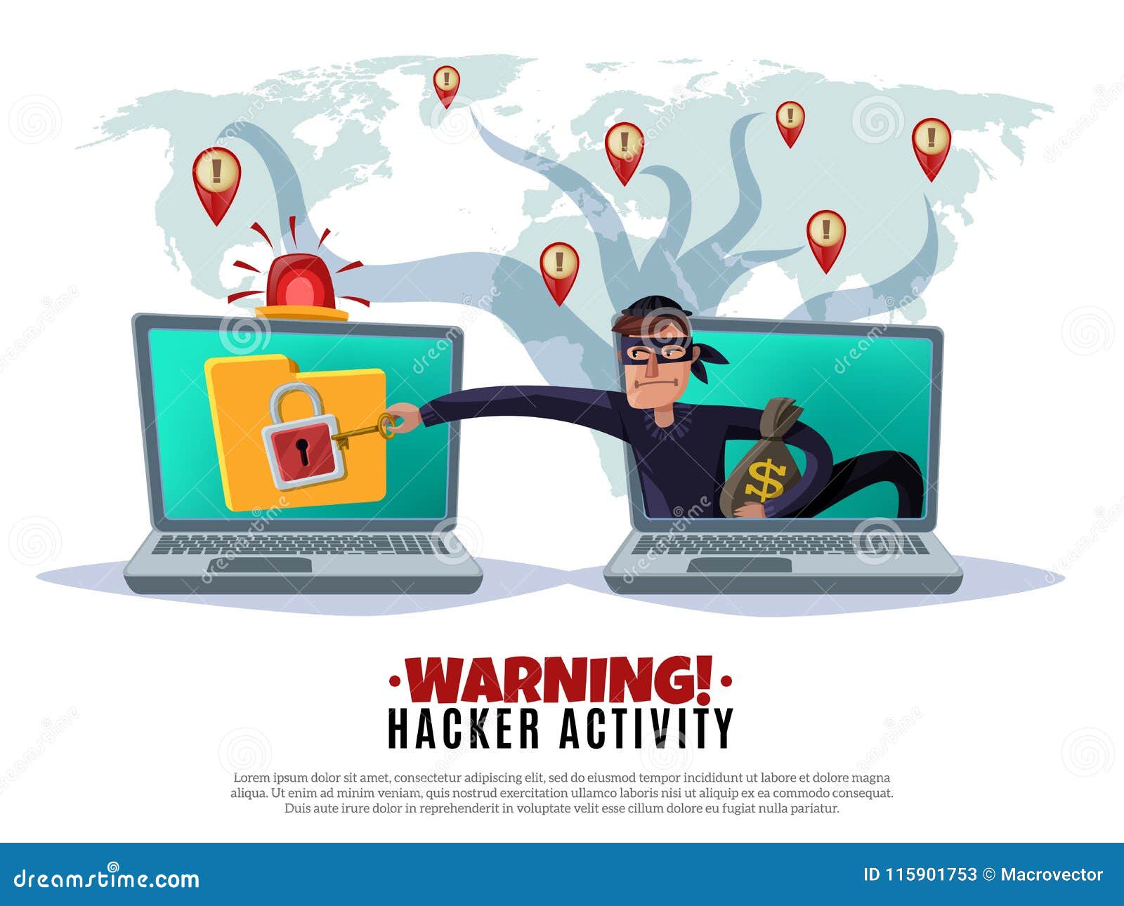 Hacker Activity Cartoon Horizontal Illustration Stock Vector ...