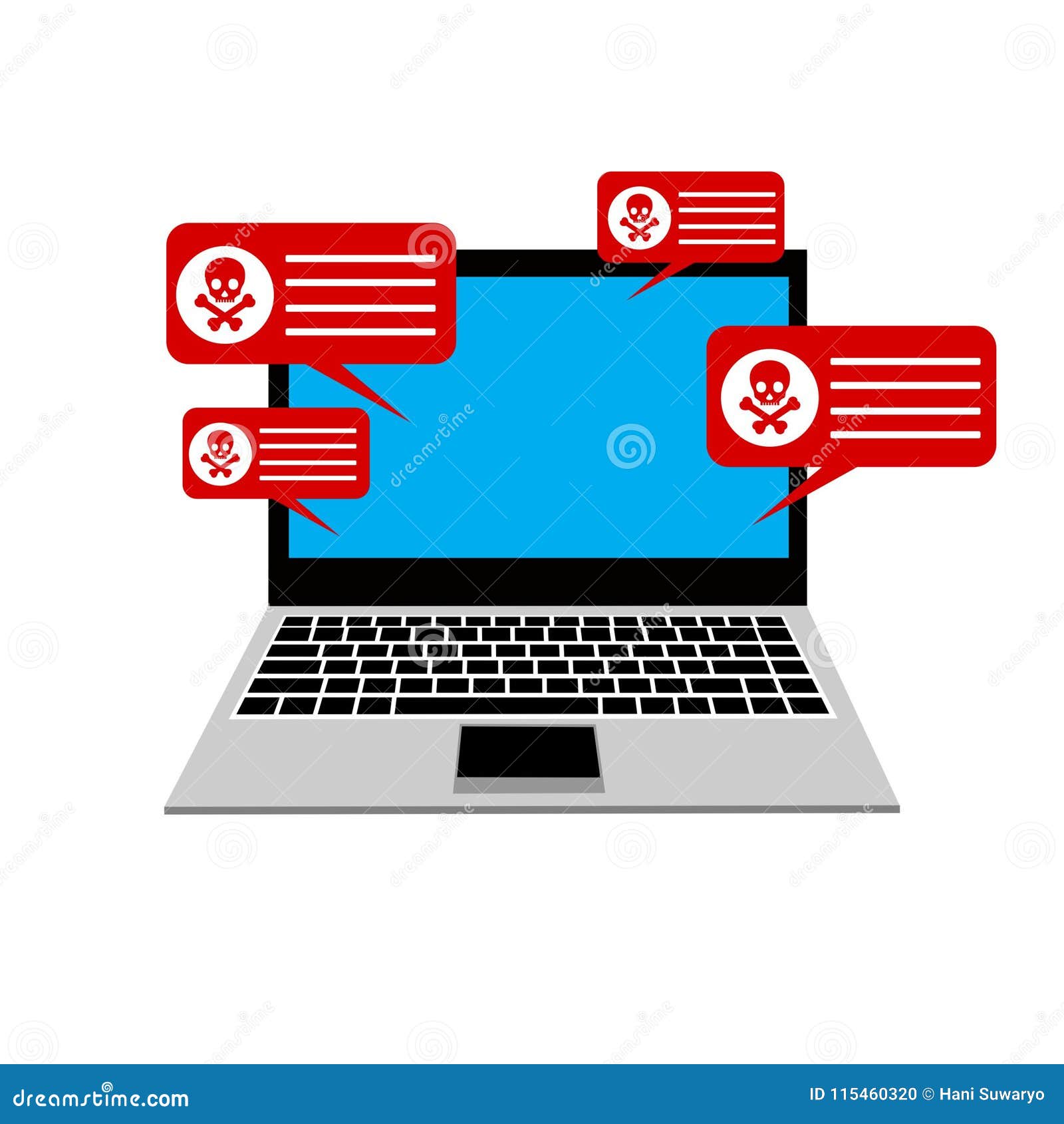 Alert Notification on Laptop Computer Vector, Malware Concept, Spam ...