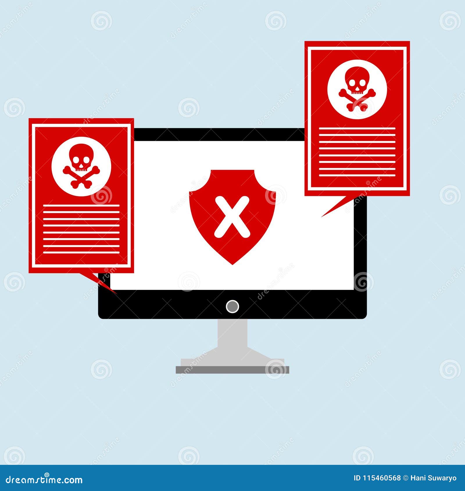 Alert Notification on Laptop Computer Vector, Malware Concept, Spam ...