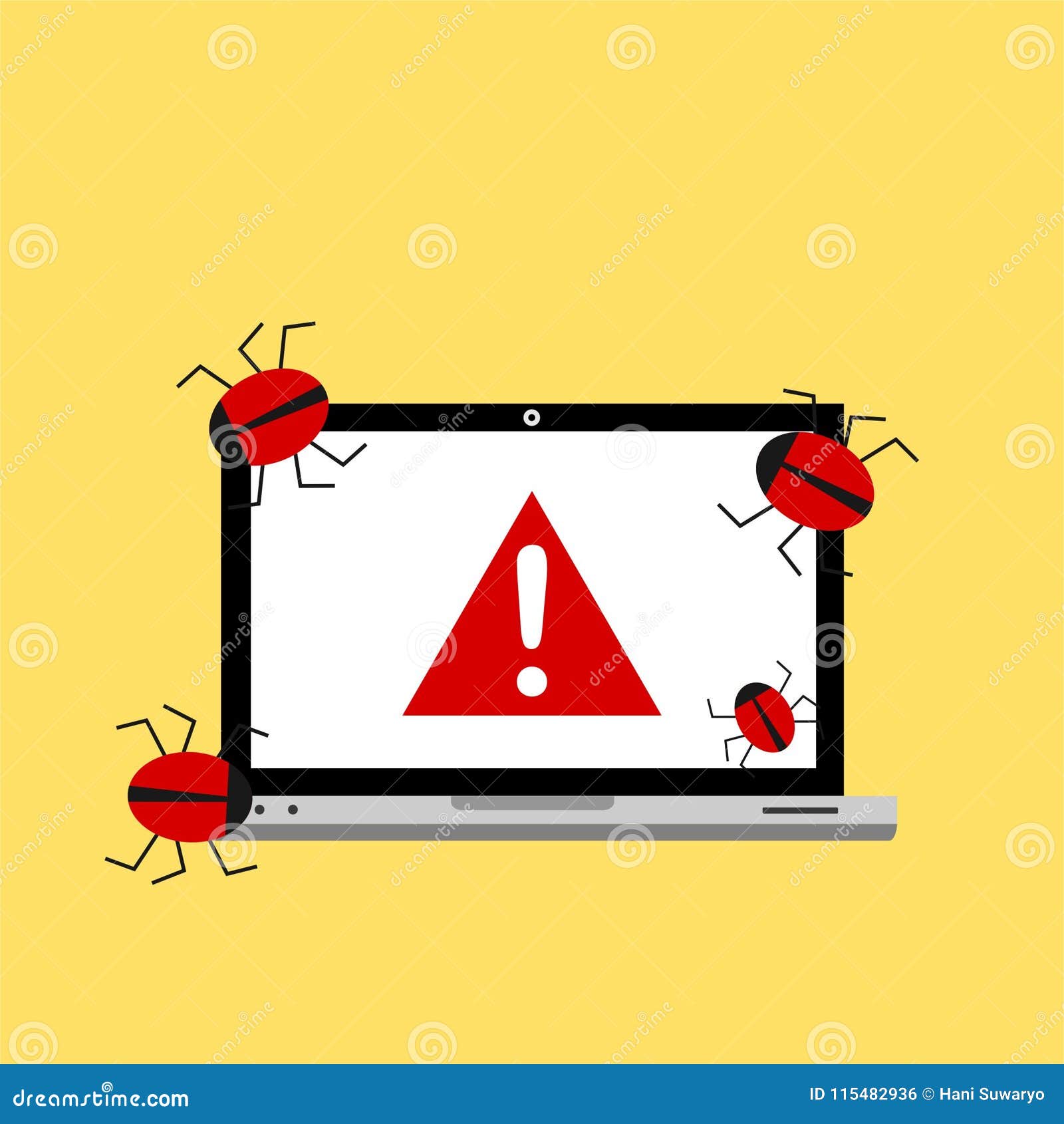 Alert Notification on Laptop Computer Vector, Malware Concept, Spam ...