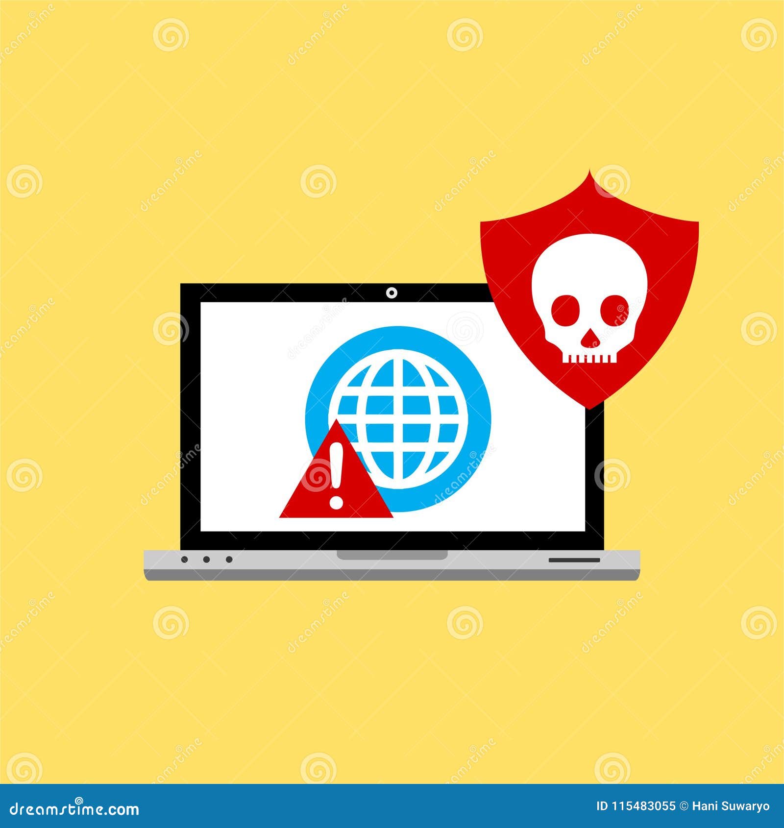 Alert Notification on Laptop Computer Vector, Malware Concept, Spam ... Alert Notification on Laptop Computer Vector, Malware Concept, Spam ...
