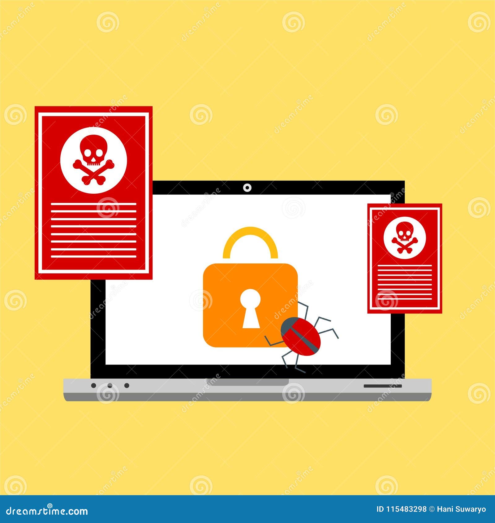 Alert Notification on Laptop Computer Vector, Malware Concept, Spam Data, Fraud Internet Error ...