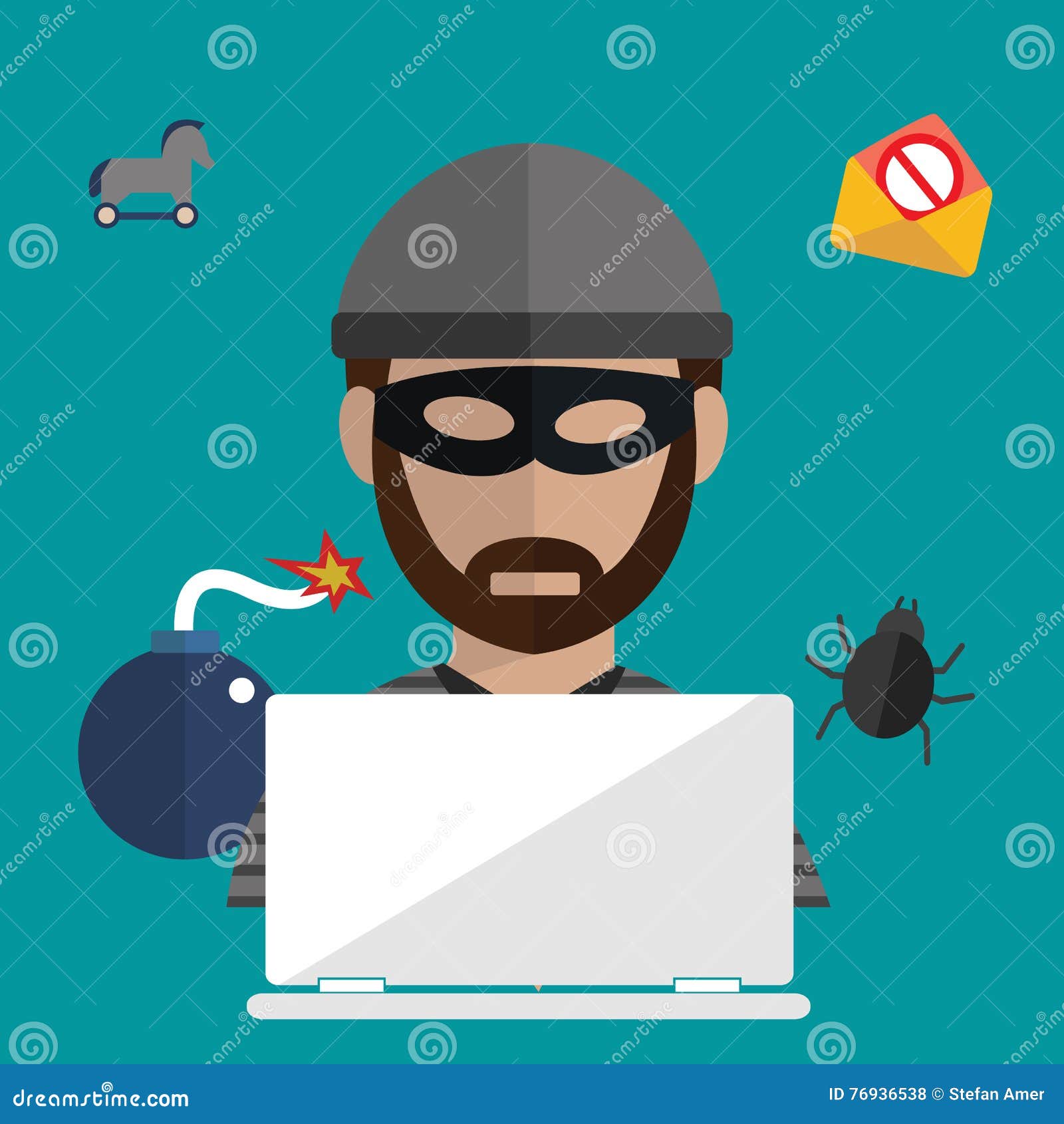 Bank Hacking Cartoon Illustration | CartoonDealer.com #117326585
