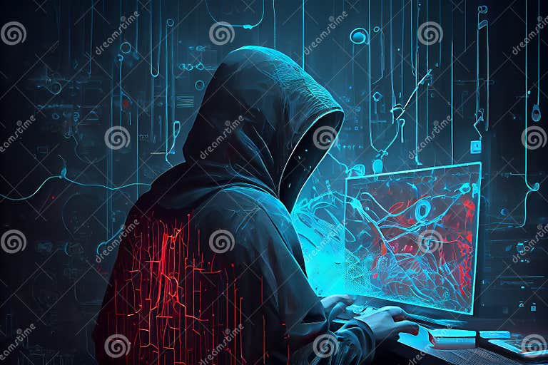 Hacker Activity Concept, Generative AI Stock Illustration ...