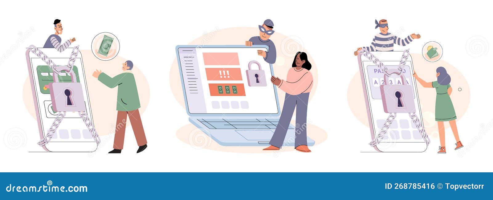 Hacker Activity Big Set. Hacking Computer. Phishing Account, Cyber ...