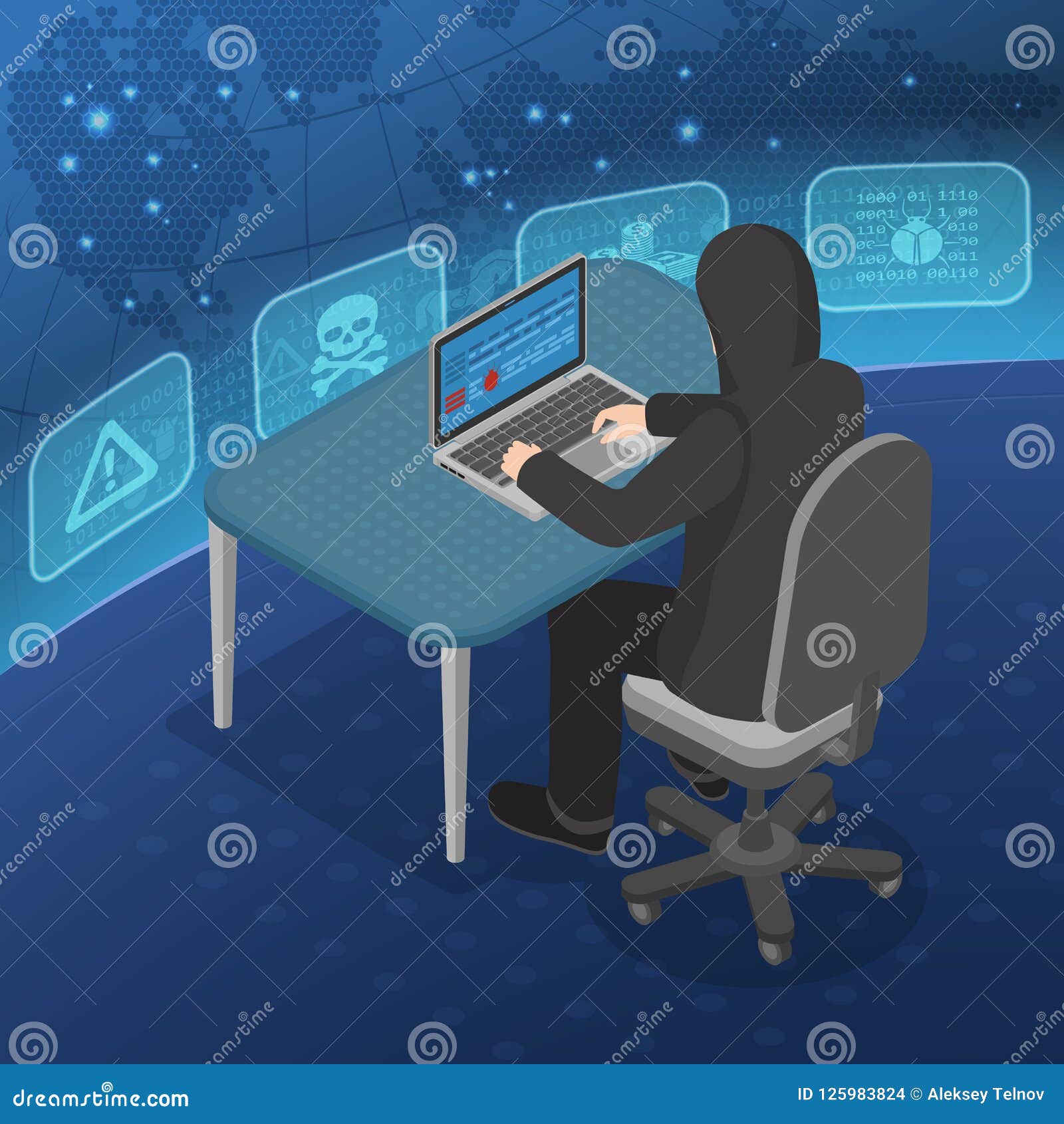 Hacker Activity Isometric Concept Stock Vector - Illustration of ...