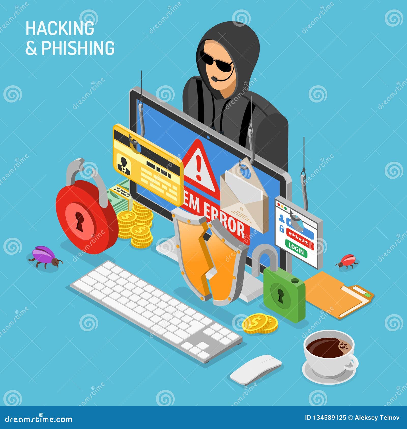 Hacker Activity Concept, Security Hacking, Online Theft, Criminals ...