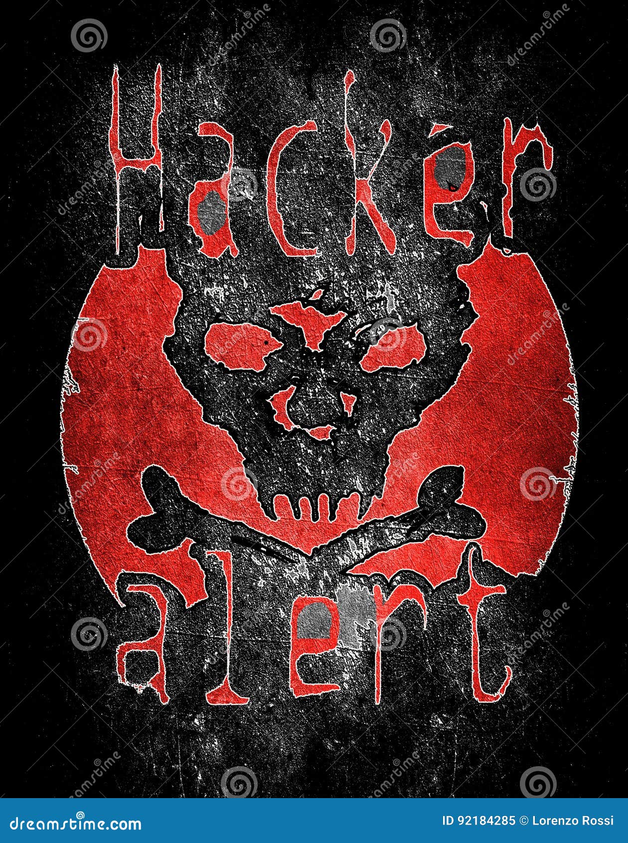 Hacker alert with skull stock illustration. Illustration of concept ...