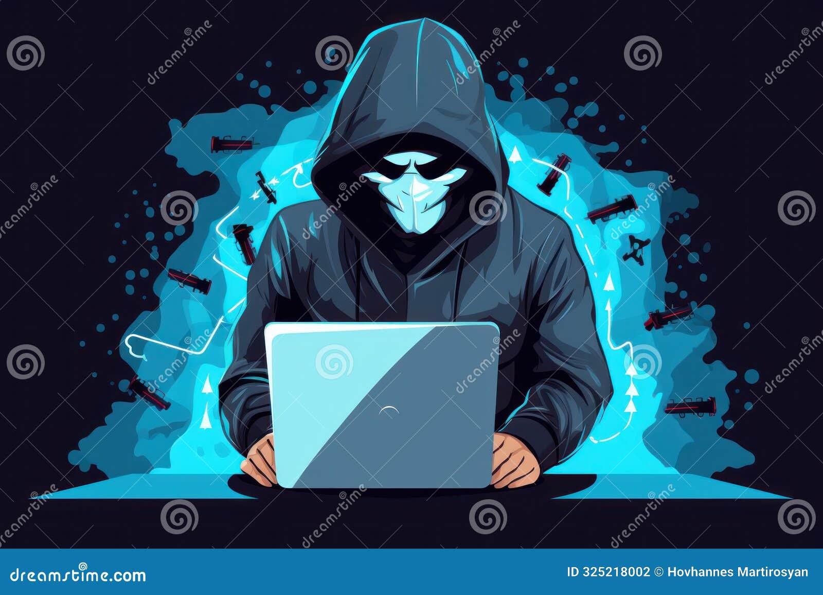 Hacker, Anonymous Person In Hood Sitting On Chair Isolated On White ...