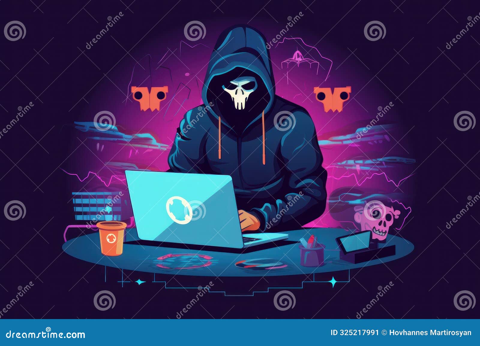 Hacker. Anonymous Hacker. Hacker 2d Illustration. Cyberspace Stock ...