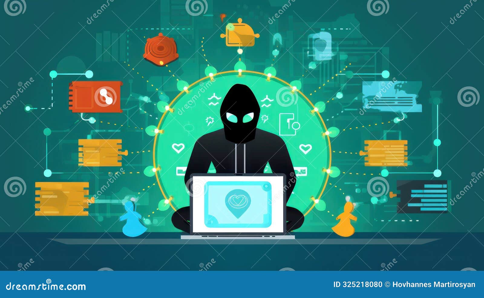Hacker. Anonymous Hacker. Hacker 2d Illustration. Cyberspace Stock ...