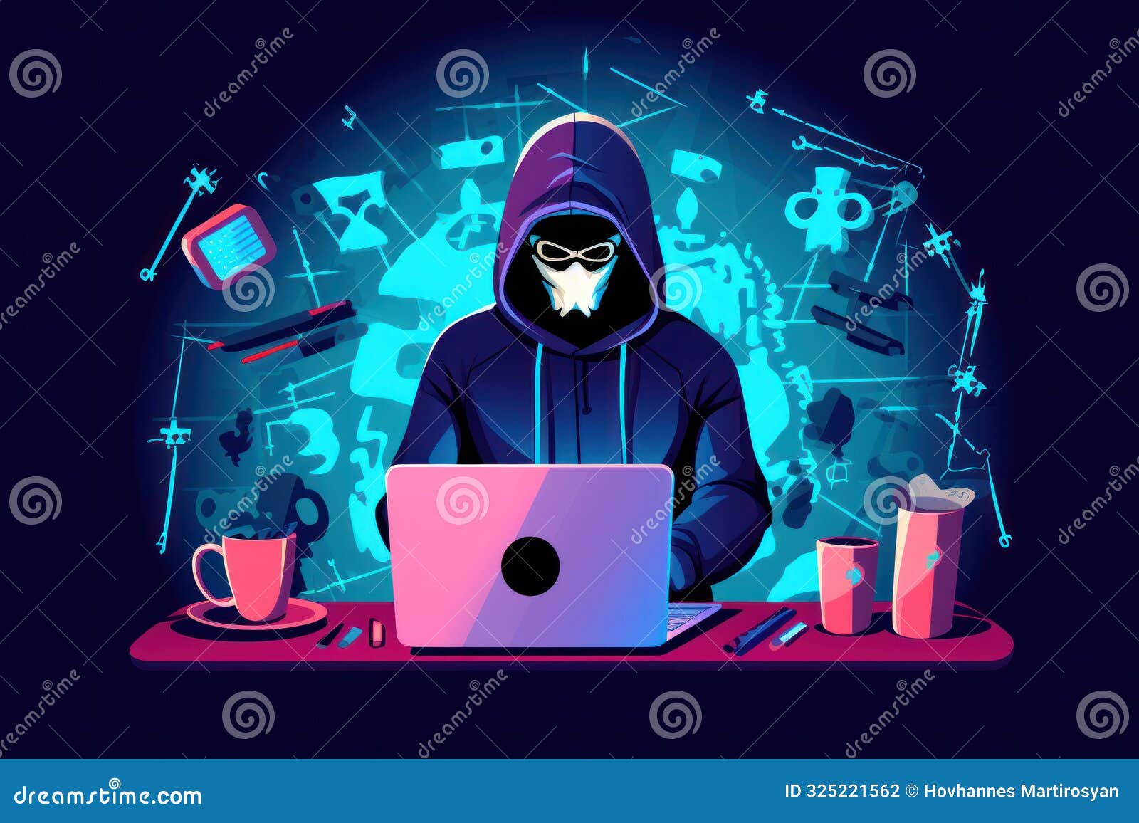 Hacker. Anonymous Hacker. Hacker 2d Illustration. Cyberspace Stock ...