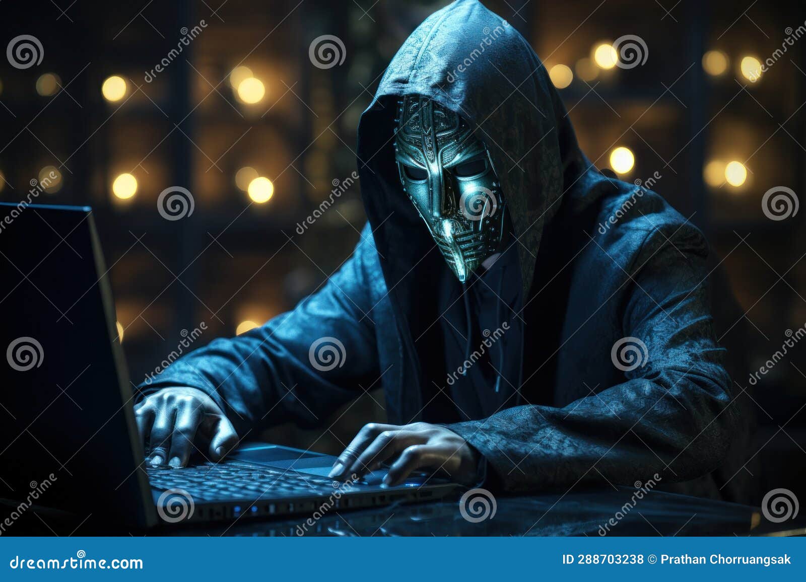 Hacker, Anonymous Person In Hood Sitting On Chair Isolated On White ...