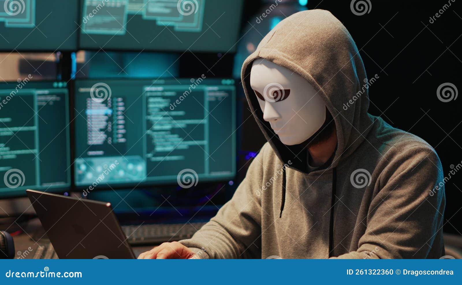 Hacker with Anonymous Mask Breaking Security System Stock Footage - Video of scam, security ...