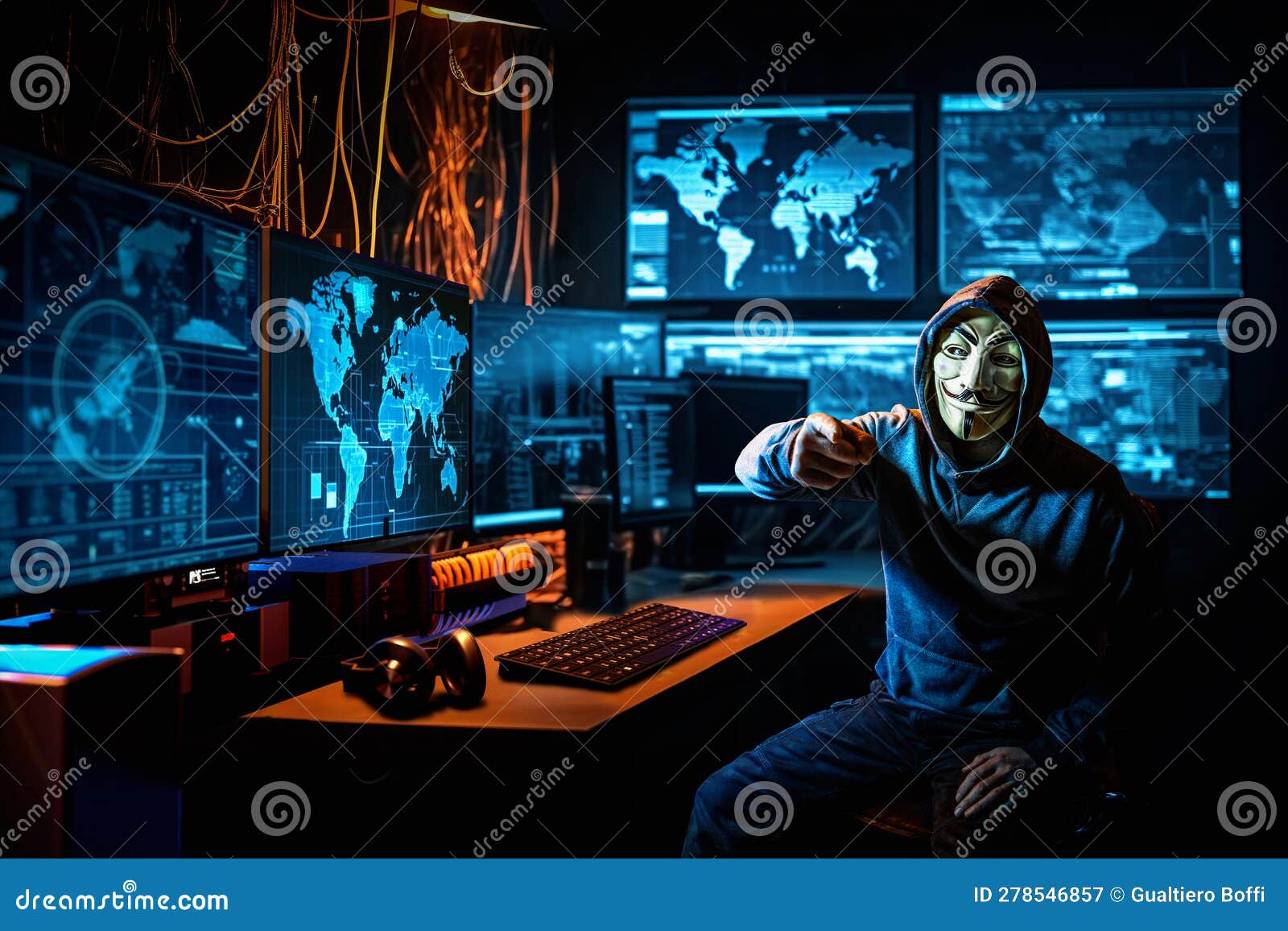 Hacker with anonymous mask stock image. Image of privacy - 278546857
