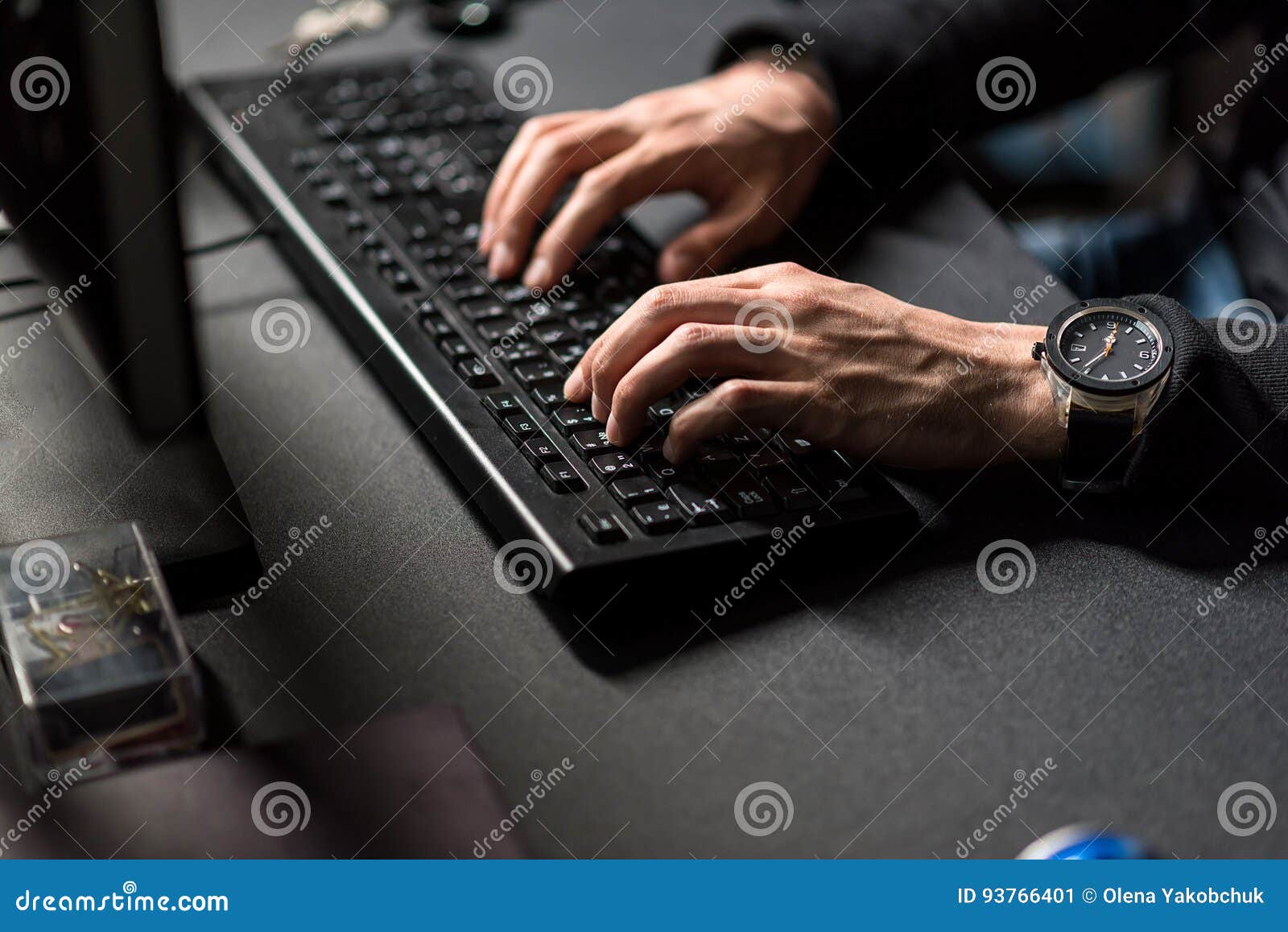 Hacker Arms Typing on Keyboard at Desk Stock Image - Image of business ...