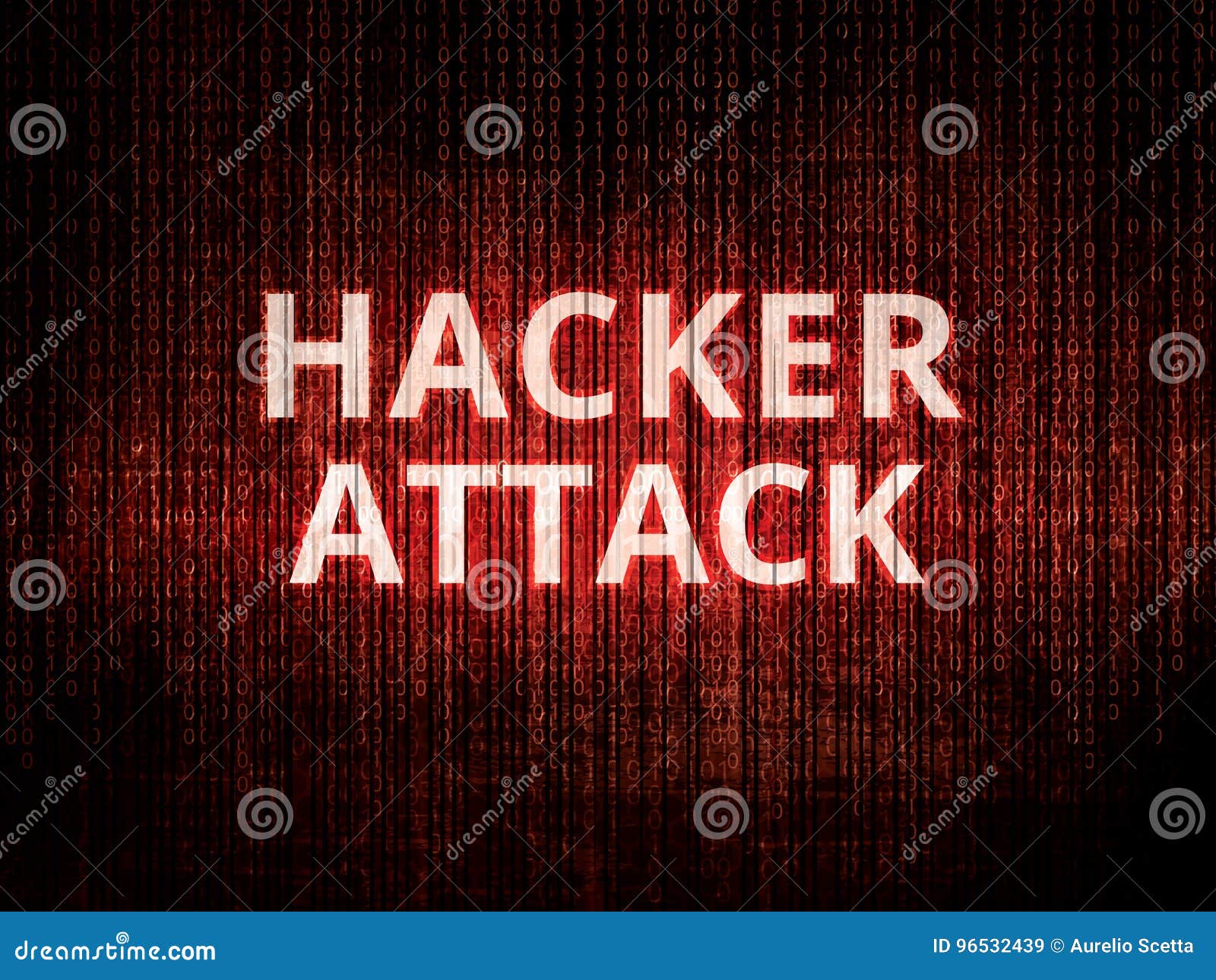 Hacker Attack, Background With Binary Coding. Cartoon Vector ...