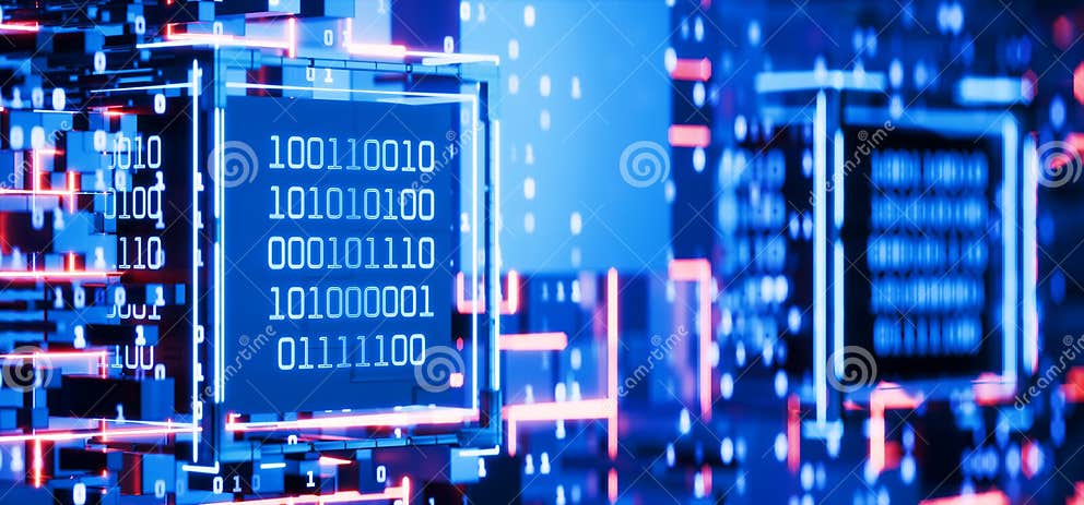 Hacker Attack. Computer Code. Blockchain. Artificial Intelligence. Big Data. Data Block. Cube ...