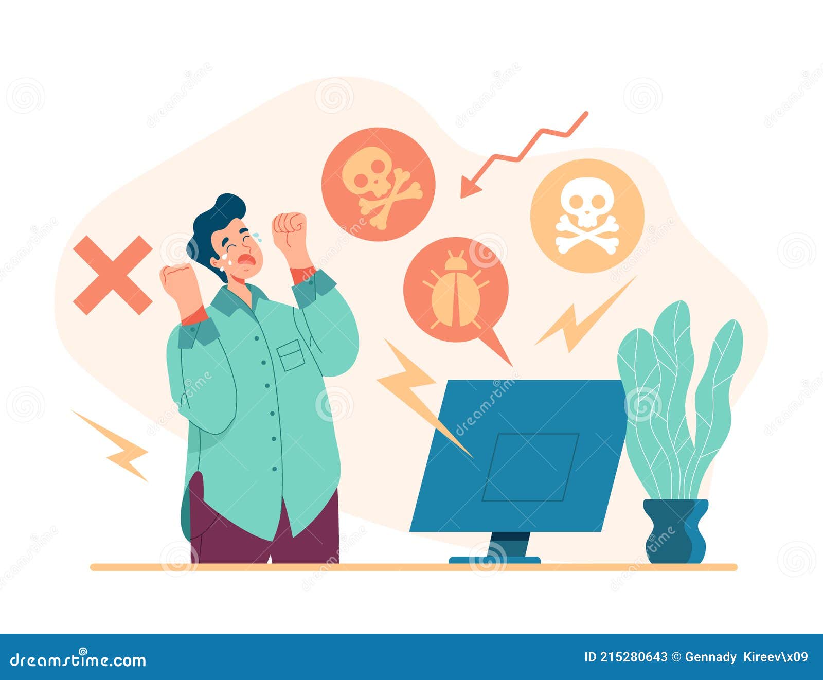 Hacker Attack Computer Virus Concept Stock Vector - Illustration of ...