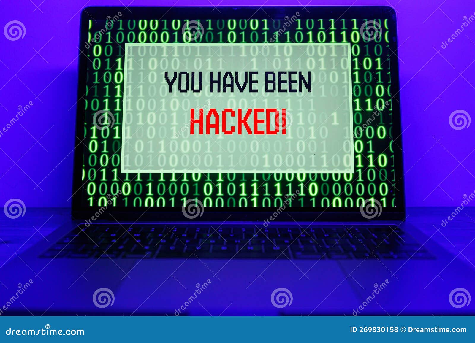 Hacker Attack on Computer. Warning Text on PC You Have Been Hacked Stock Photo - Image of ...