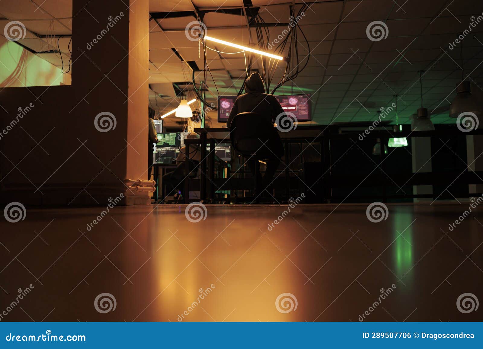 Hacker Attack Criminal Hacking Computer System Stealing Data Stock