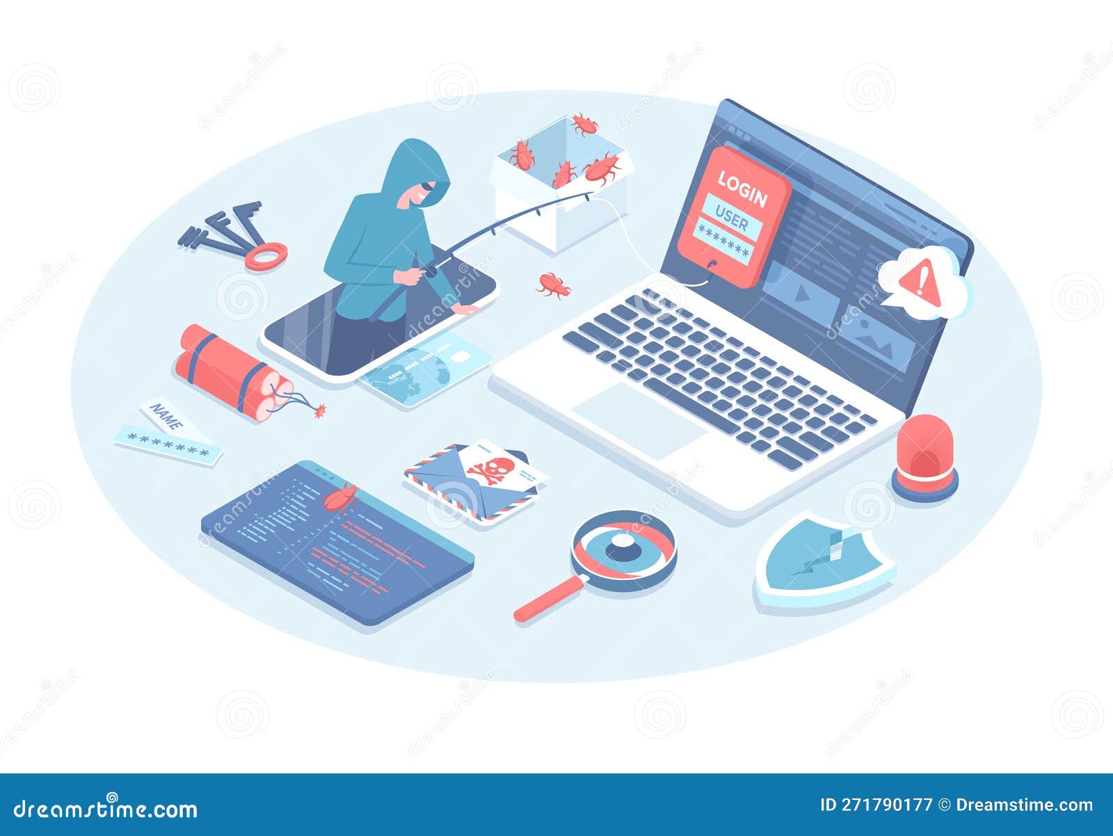 Online Scam, Malware And Password Phishing. Laptop With E-wallet And ...