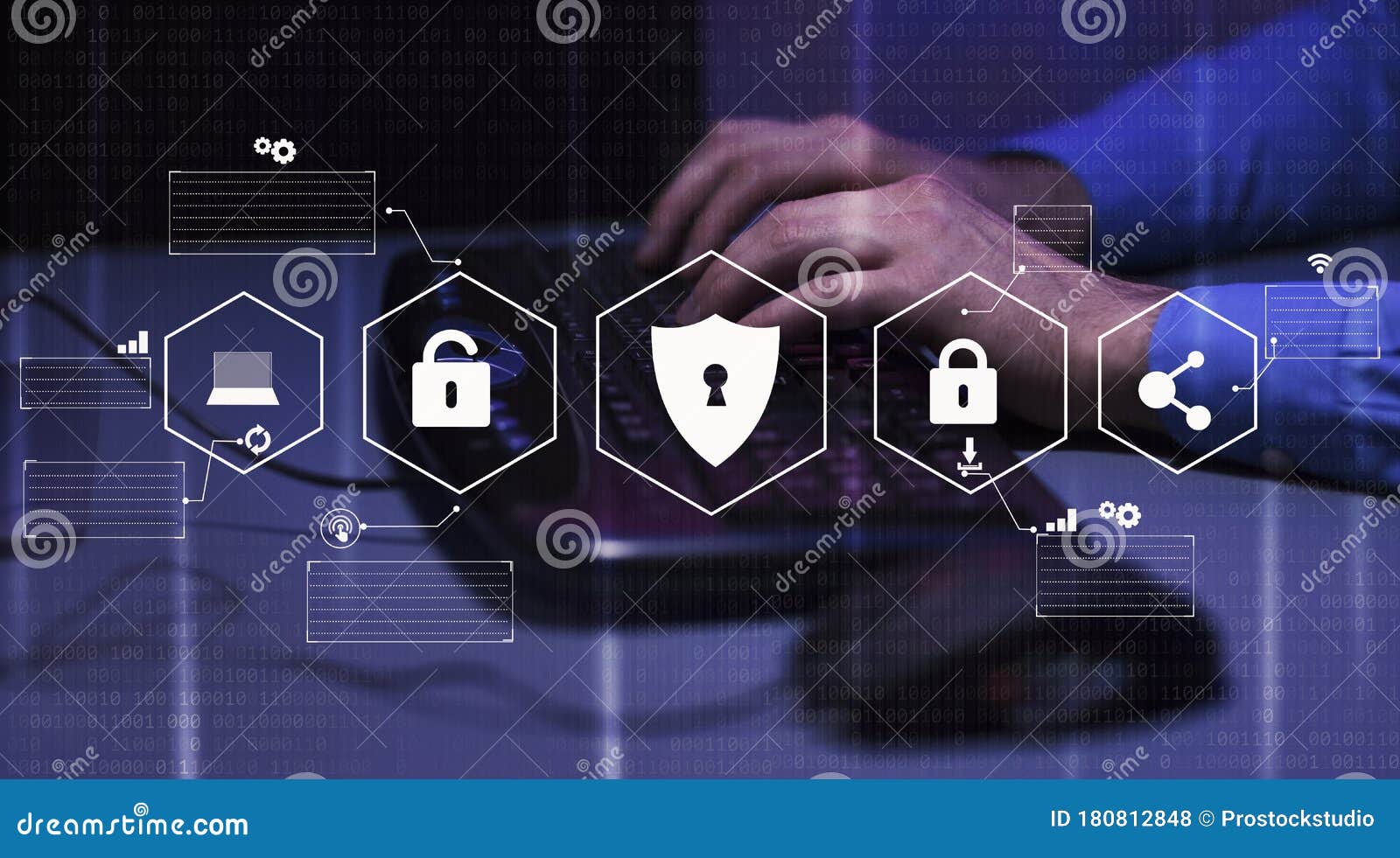 Hacker Attack and Data Breach, Cyber Background with Lock Stock Photo ...