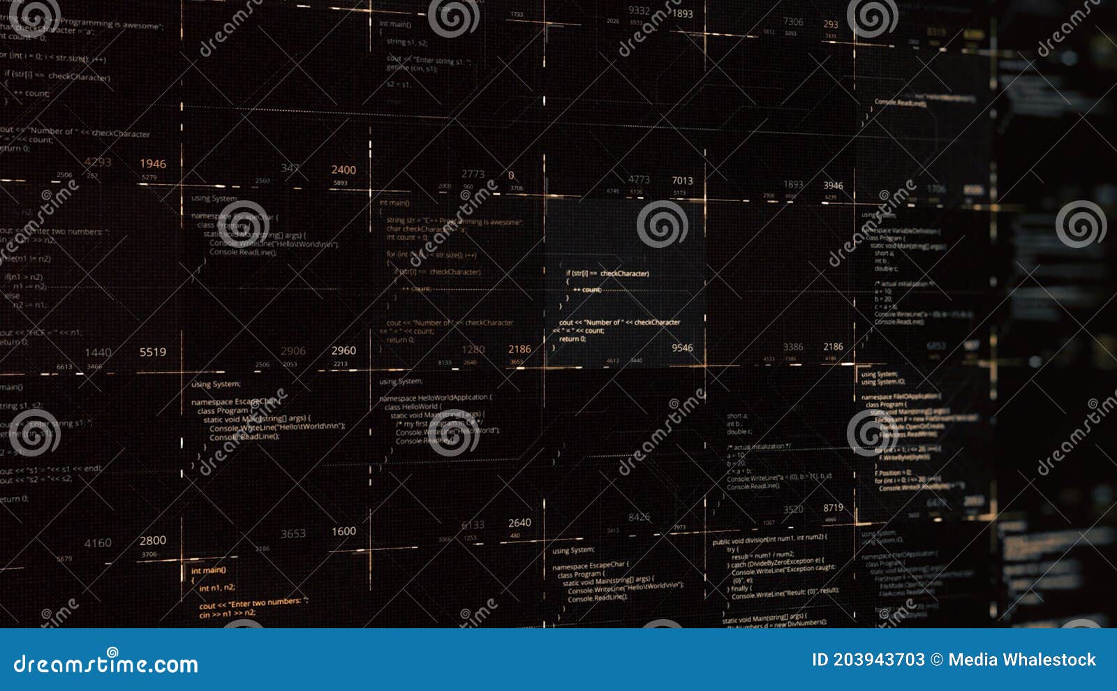 Hacker Attack Detected on Black Screen. Animation. Abstract Computer Screen with Hacking ...