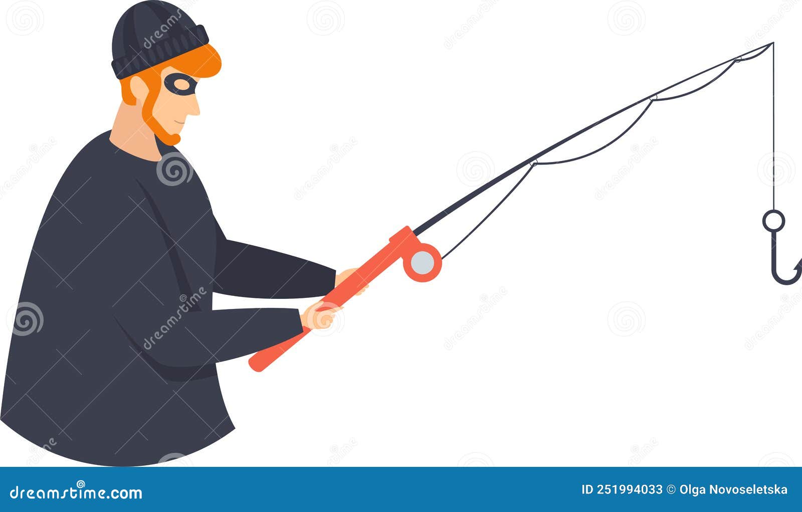 Hacker Attack. Hacker with a Fishing Rod. Email Hacking Stock ...