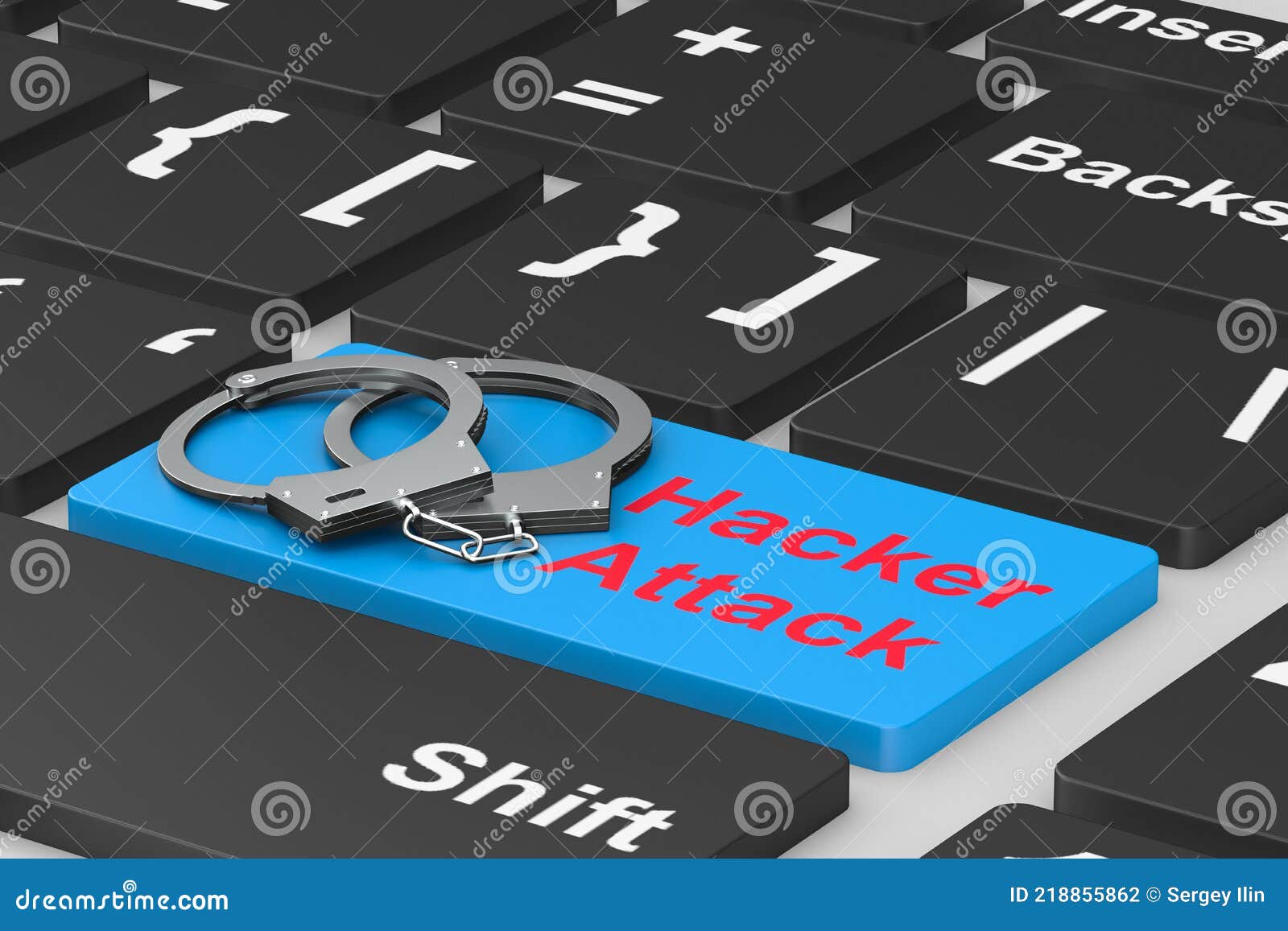 Hacker Attack. Handcuff on Keyboard Stock Illustration - Illustration ...