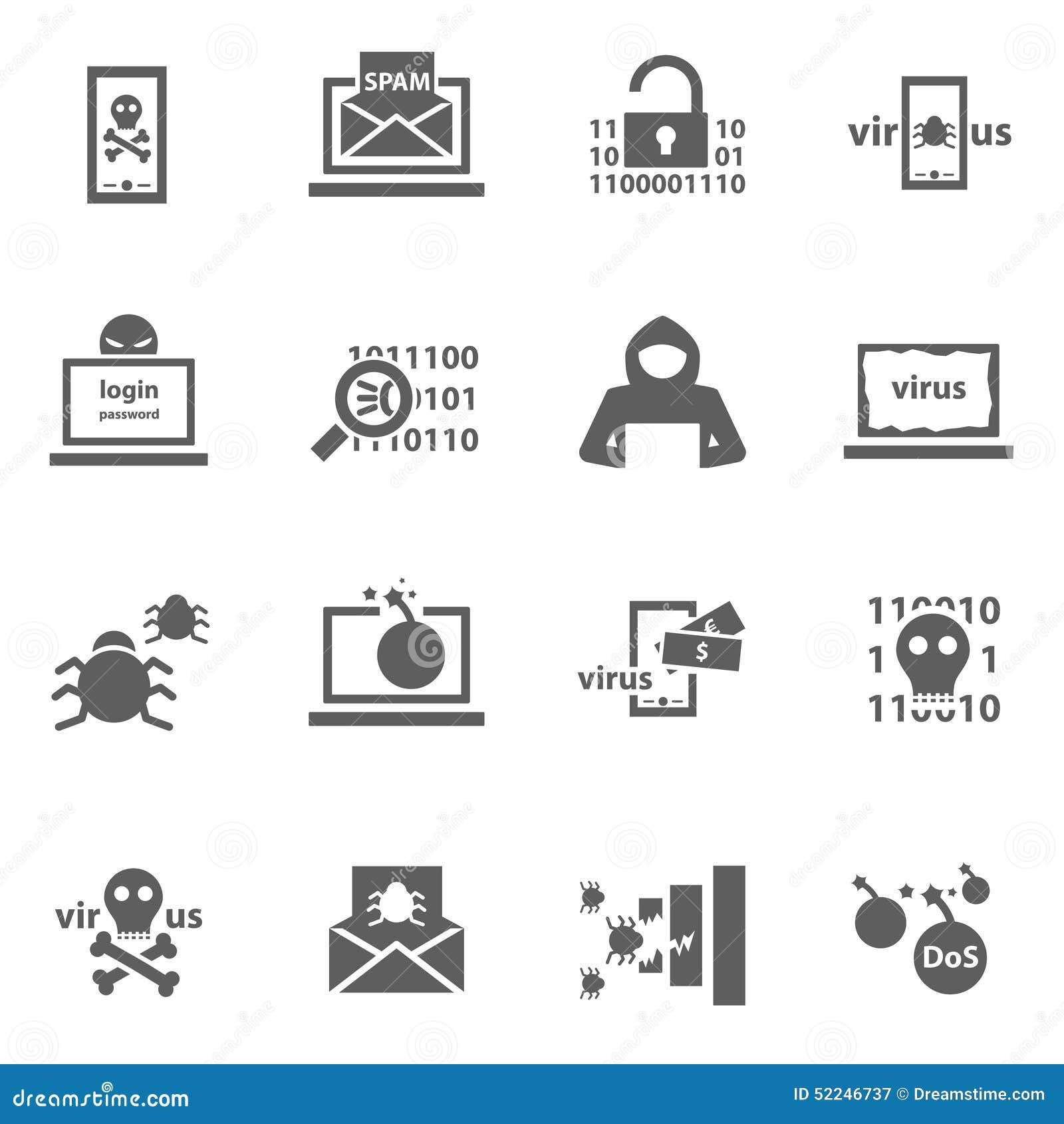 Hacker attack icons stock vector. Illustration of email - 52246737