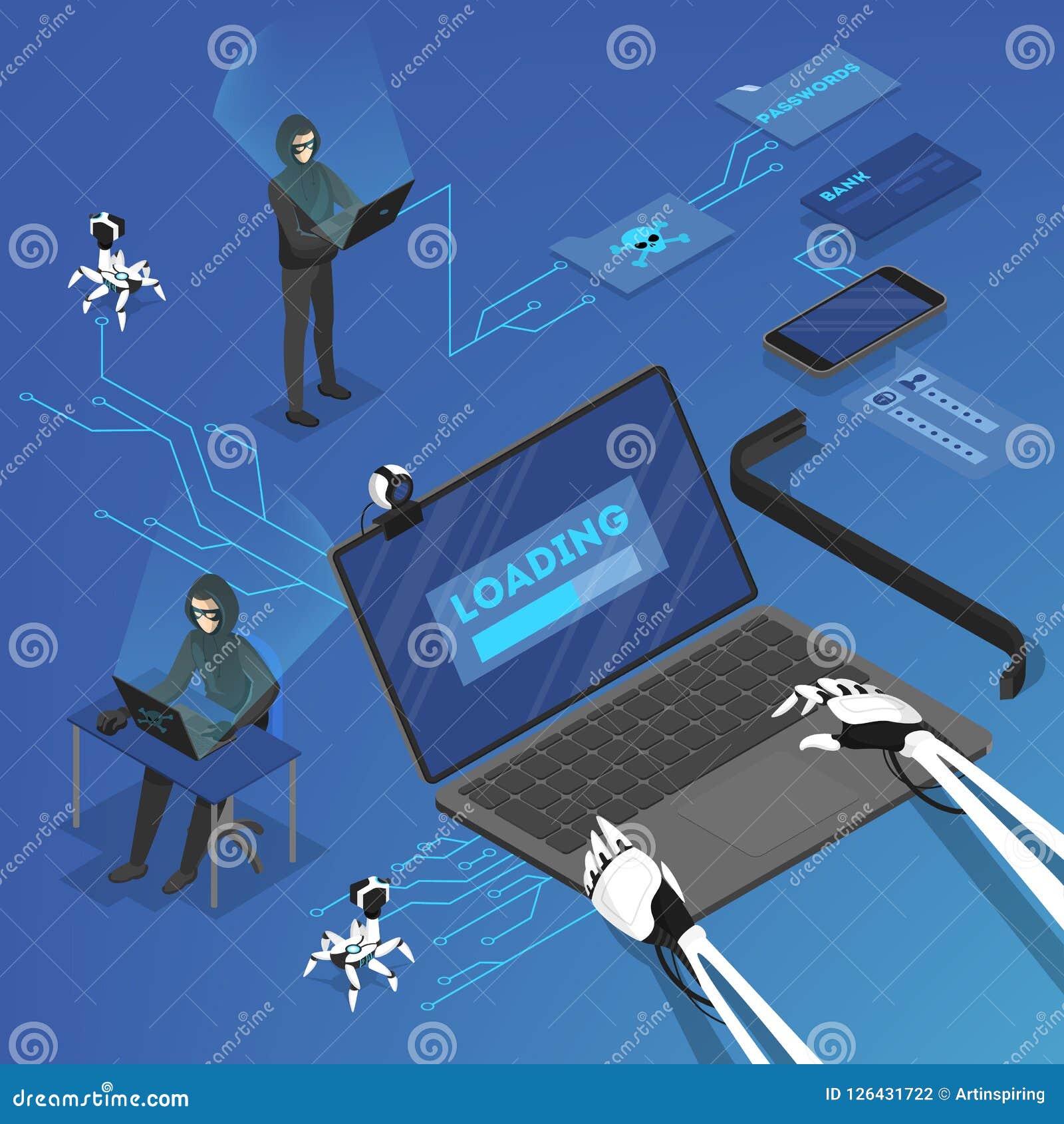 Hacker Attack Personal Data in the Internet Stock Vector - Illustration ...