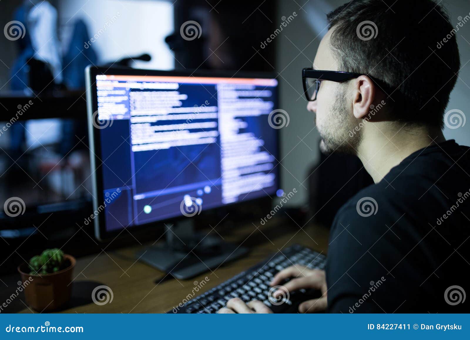 Hacker attack the server stock image. Image of eyeglasses - 84227411