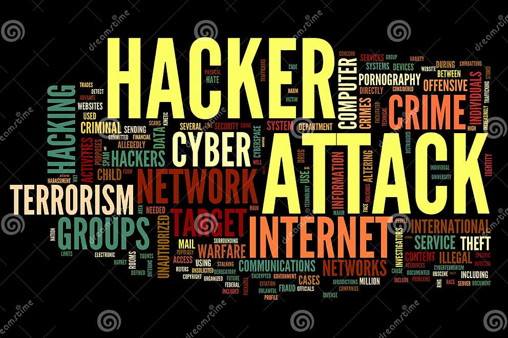 Hacker Attack in Word Tag Cloud Stock Illustration - Illustration of ...