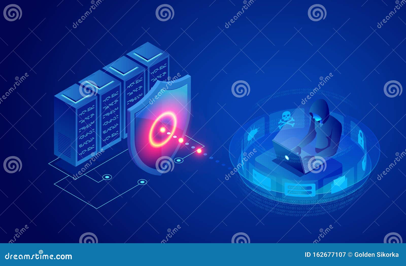 Hacker Attacking Server Or Database Network Security Database Secure And Personal Data 9893