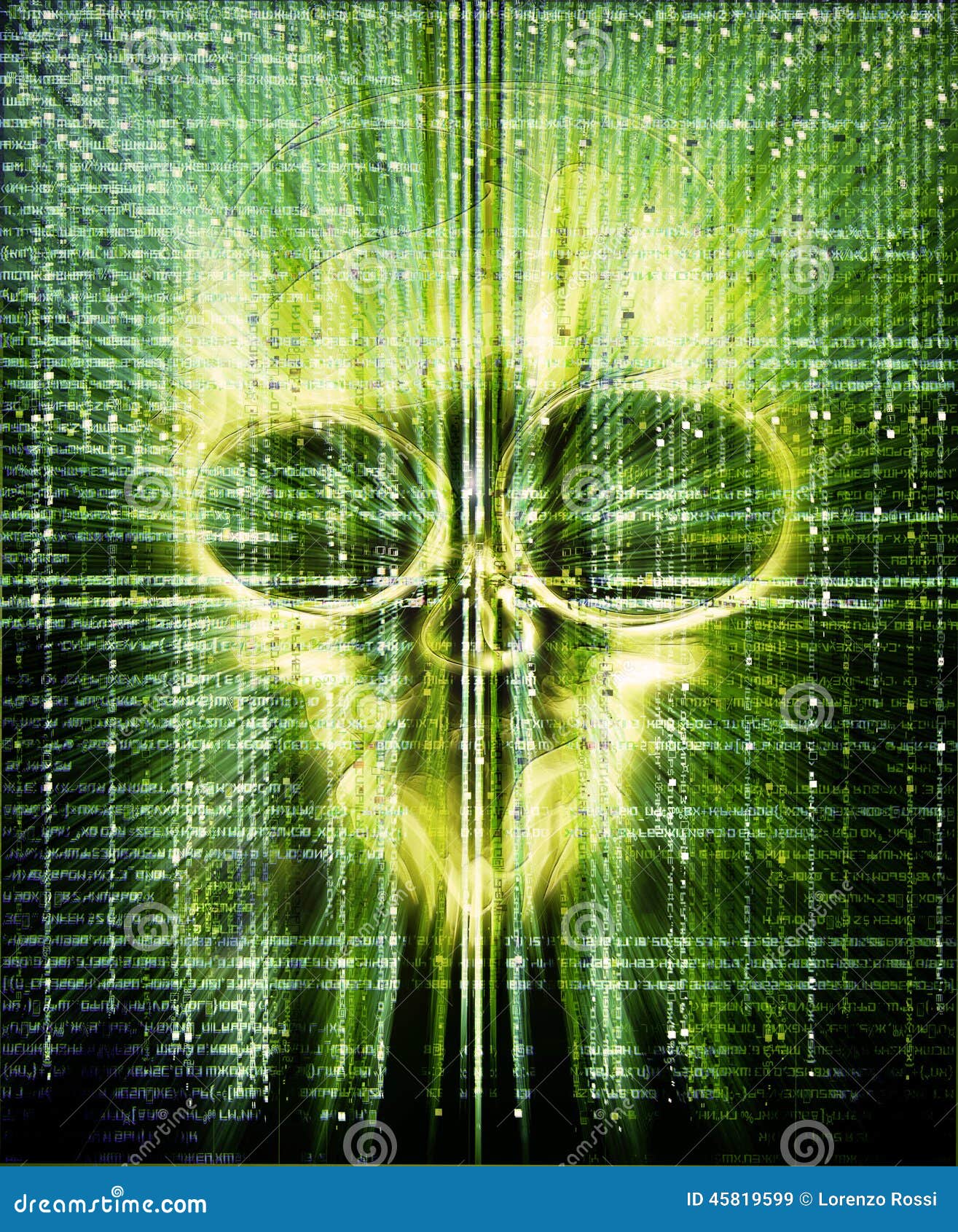 Hacker Attak Digital Illustration with Skull Stock Illustration ...