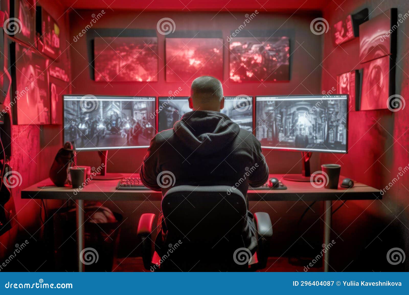 Hacker Back View Computer Cyberspace Security Criminal Technology ...