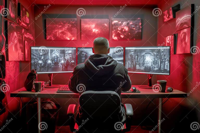 Hacker Back View Computer Cyberspace Security Criminal Technology ...