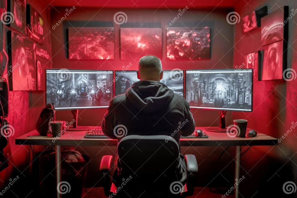 Hacker Back View Computer Cyberspace Security Criminal Technology ...