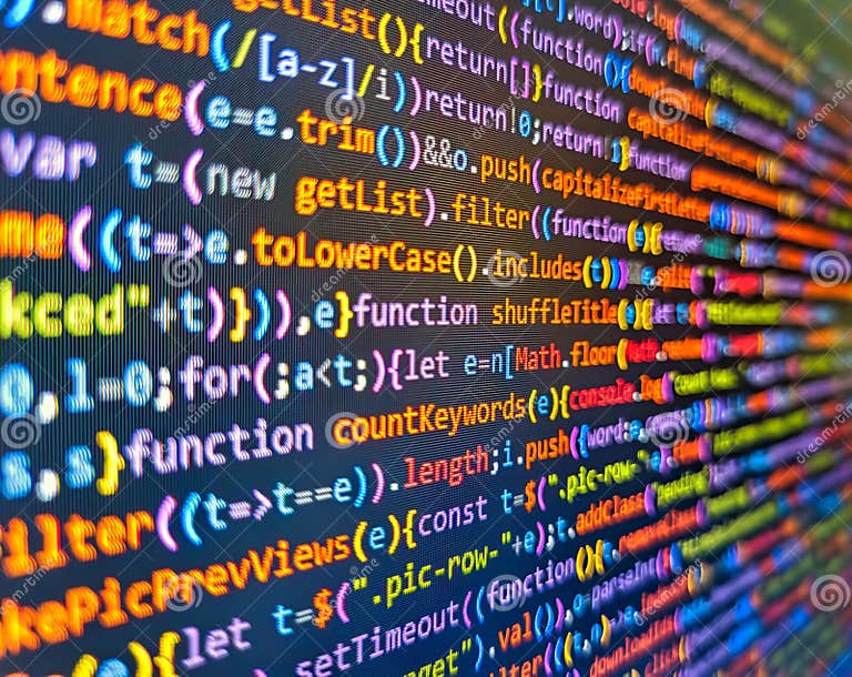 Hacker Background. Program Development Concept. Coding Cyberspace Concept. Script on Computer ...