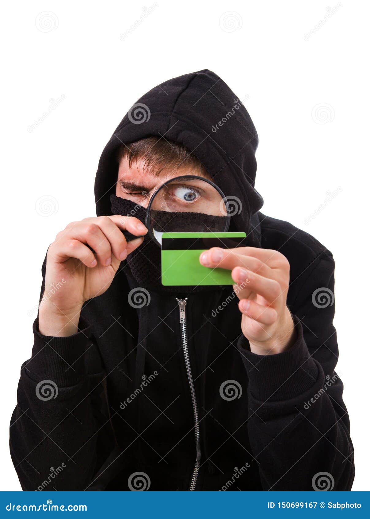 Hacker with a Bank Card stock image. Image of glass - 150699167