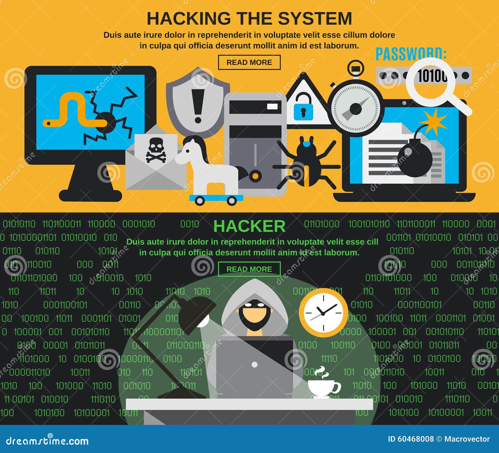 Hacker Banner Set stock vector. Illustration of collection - 60468008