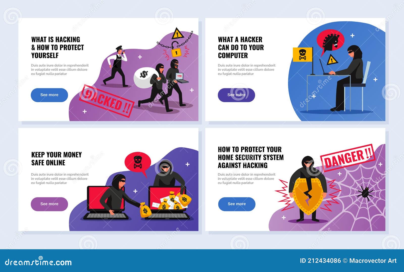 Hacker Banners Set stock vector. Illustration of international - 212434086
