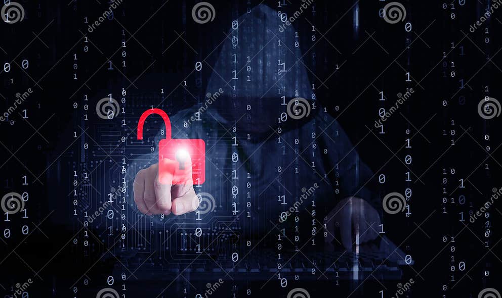 A Hacker Behind Binary Code, a Stream of Data, is Able To Break through ...