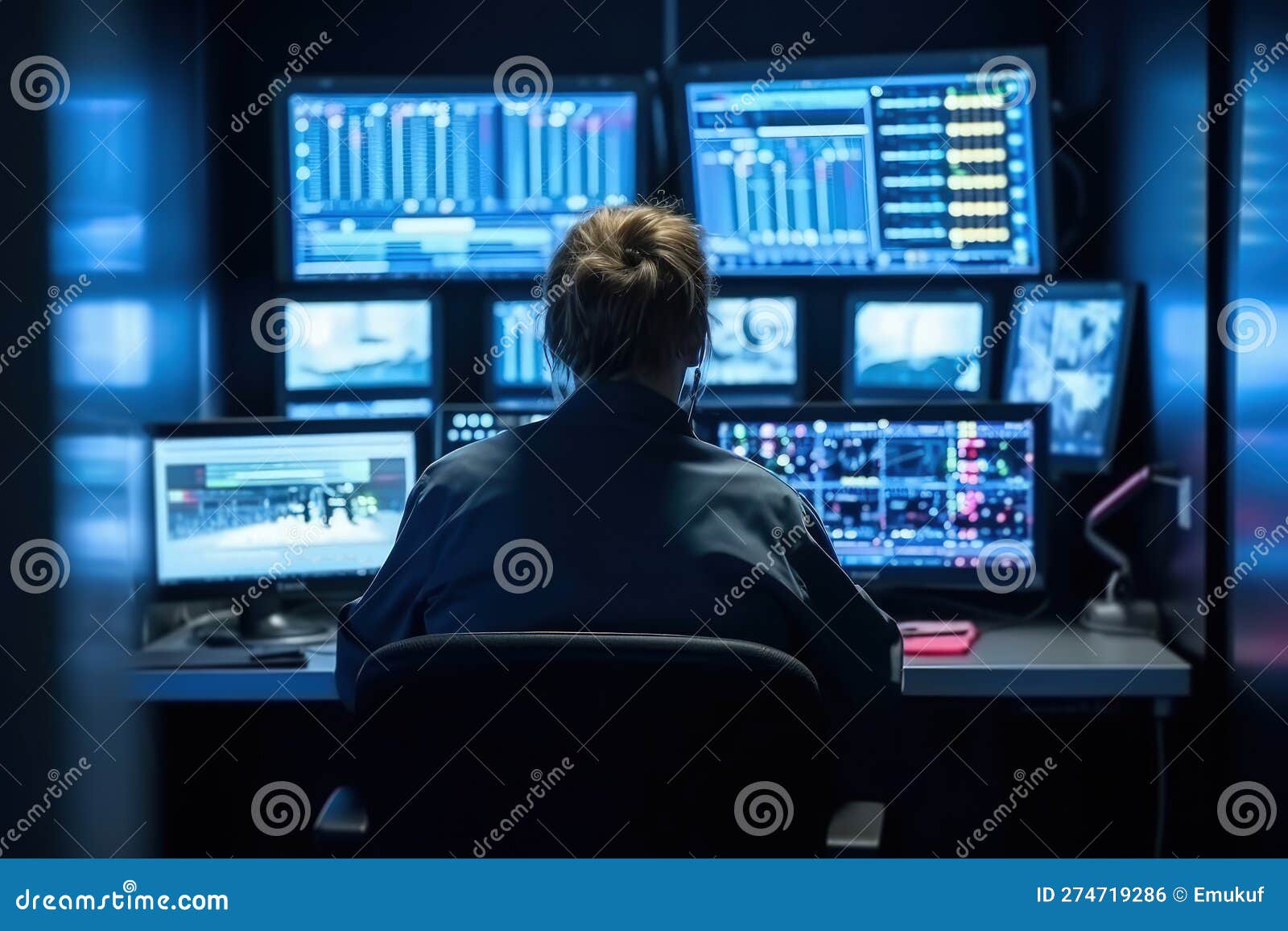 Hacker Behind Monitors Hacks Servers,cyber Security Generative Ai Stock ...