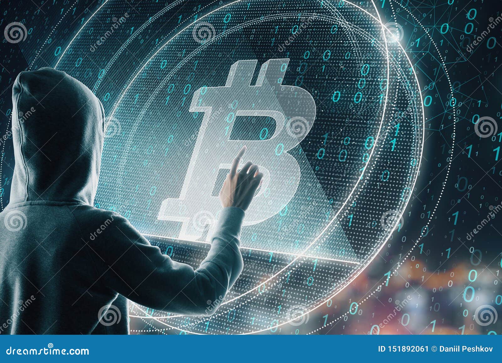 Hacker with bitcoin stock illustration. Illustration of hacking - 151892061