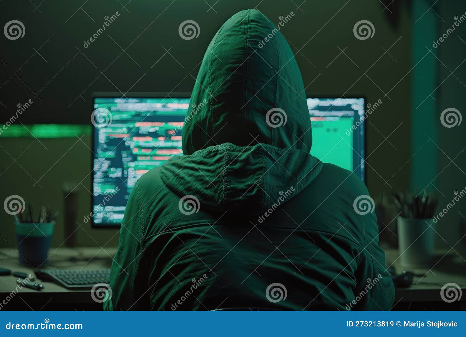 Hacker in Black Hoodie. Hacking and Internet Security Concept ...