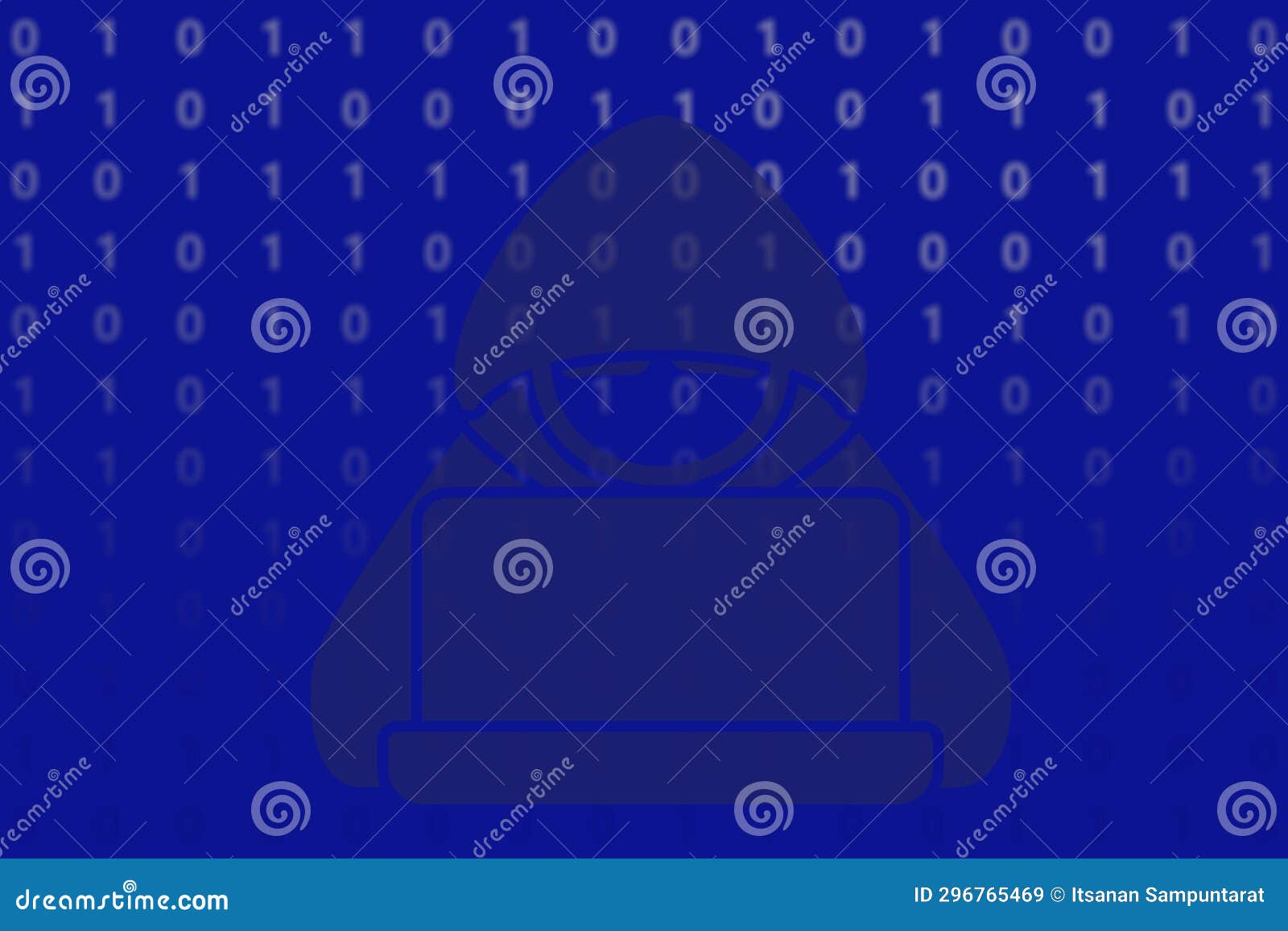 Hacker on Blue Digital Background Stock Illustration - Illustration of ...