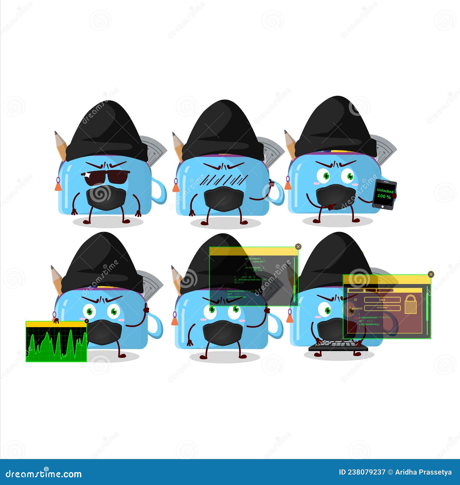 Hacker In A Blue Hoody Standing In Front Of A Code Background. Neural ...