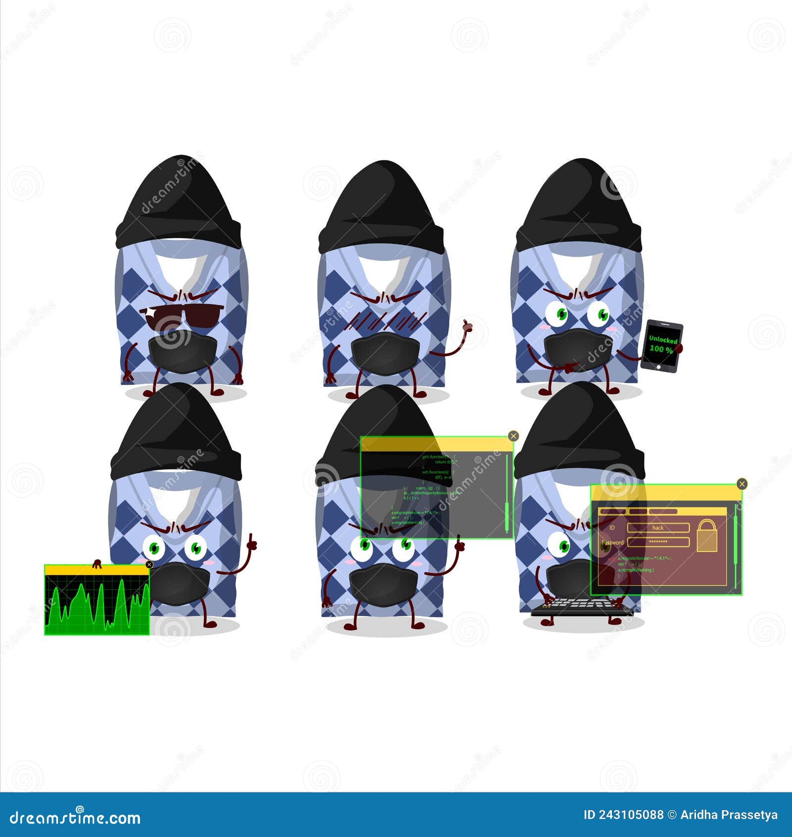 Hacker In A Blue Hoody Standing In Front Of A Code Background. Neural ...